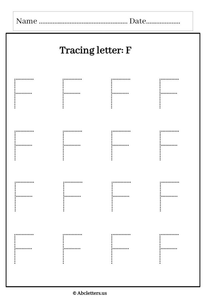 Letter F Tracing Worksheets For Kindergarten